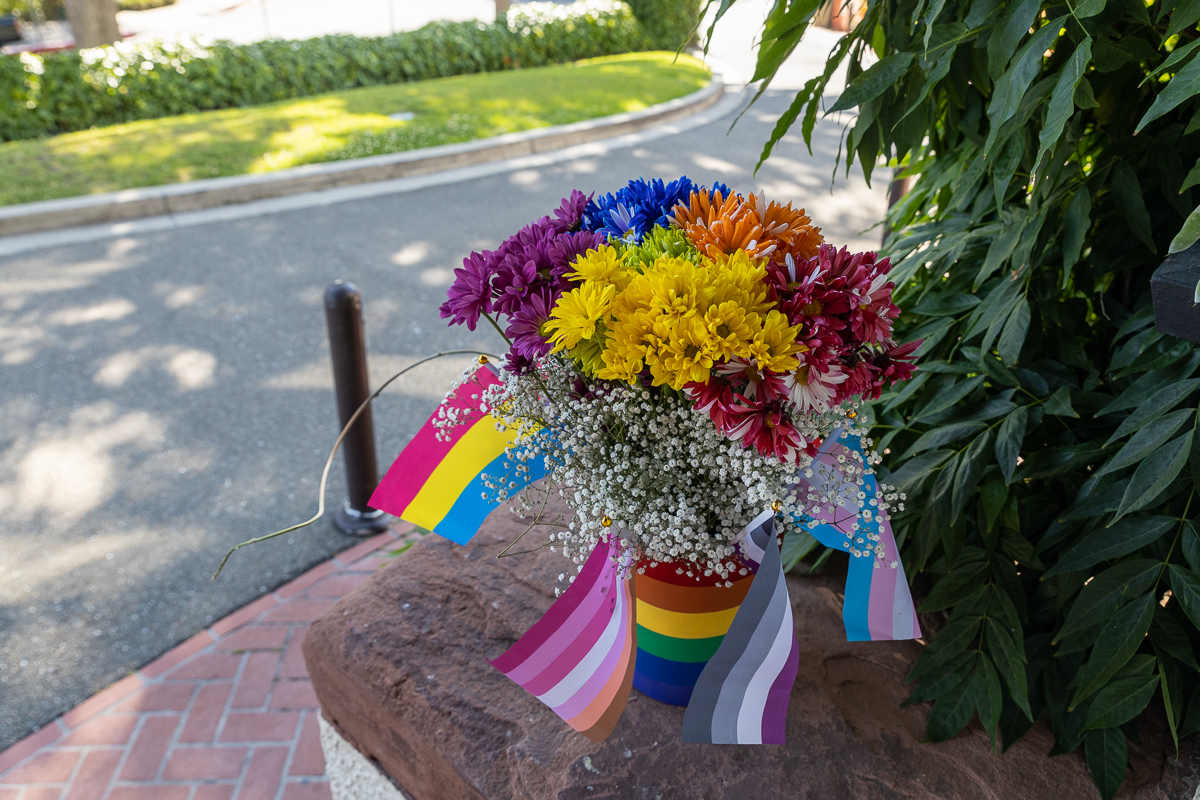 Flash flowers festoon local landmarks in honor of Pride Month ...