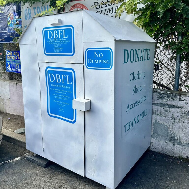 New DBFL donation bin set up in Mulberry’s parking lot | Piedmont Exedra